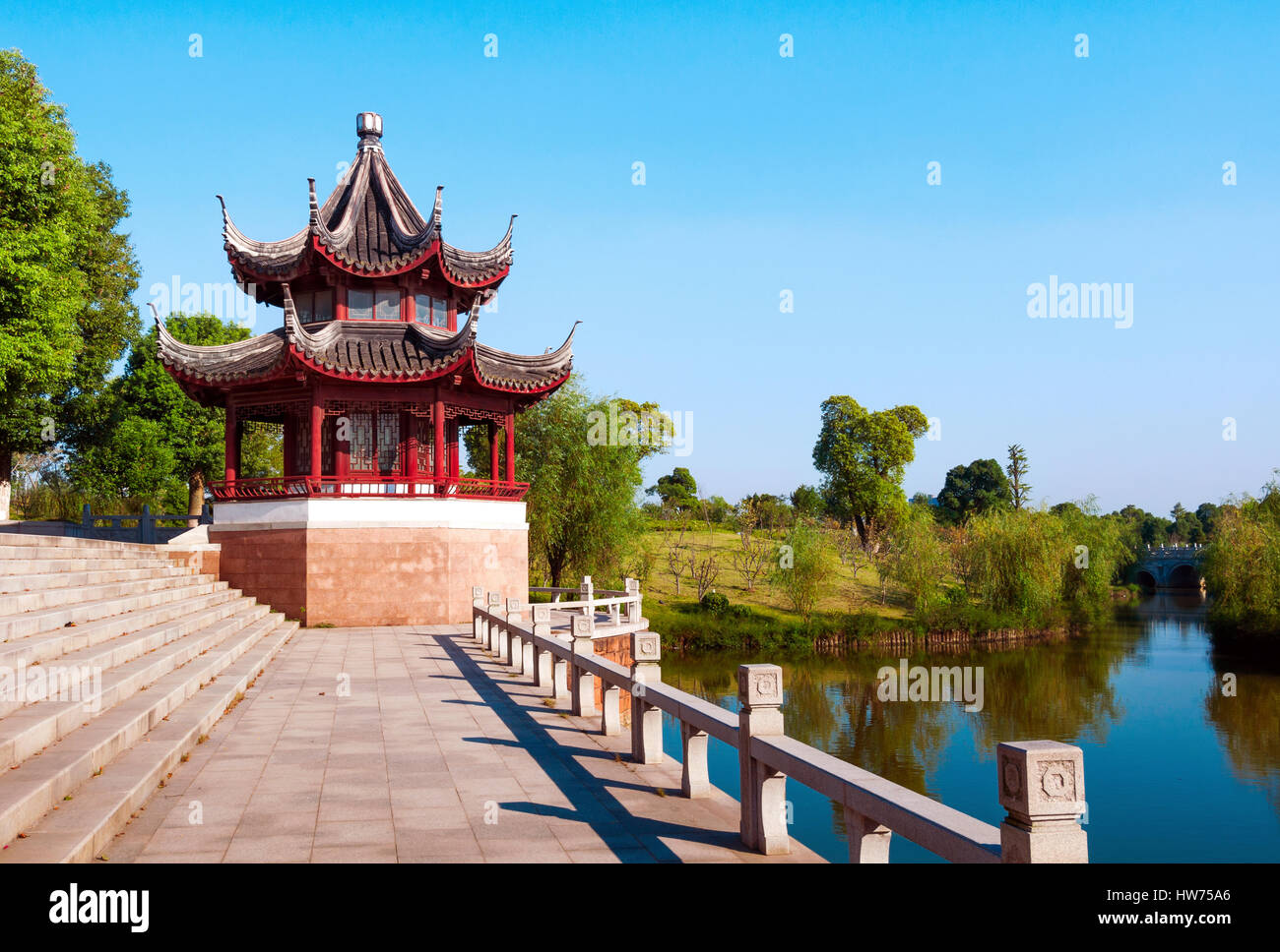 River of ancient Chinese architecture Stock Photo - Alamy