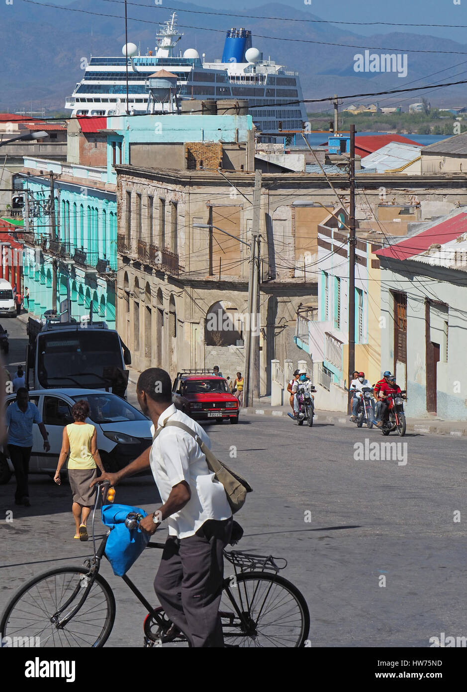 Port of Santiago de Cuba with cruise ship Stock Photo - Alamy