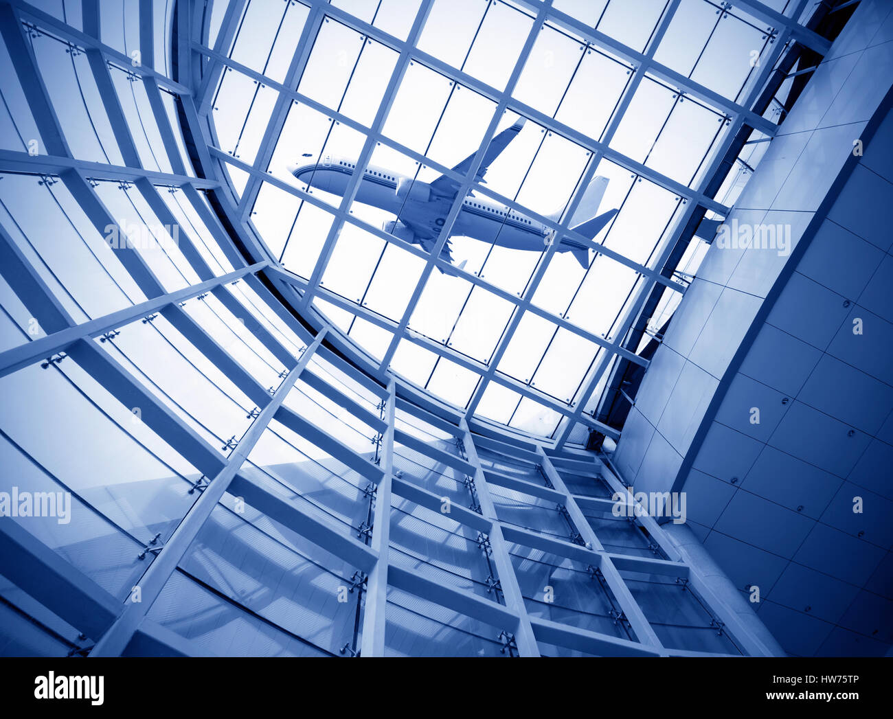 Transparent ceiling and aircraft, the Shanghai Pudong Airport Stock ...