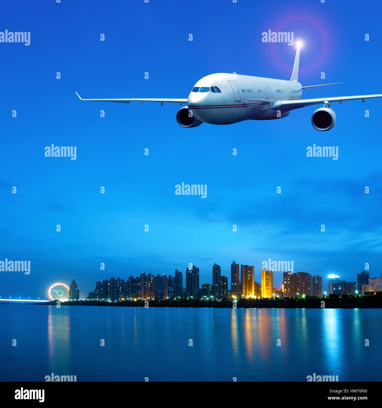Flight over night city city hi-res stock photography and images - Alamy