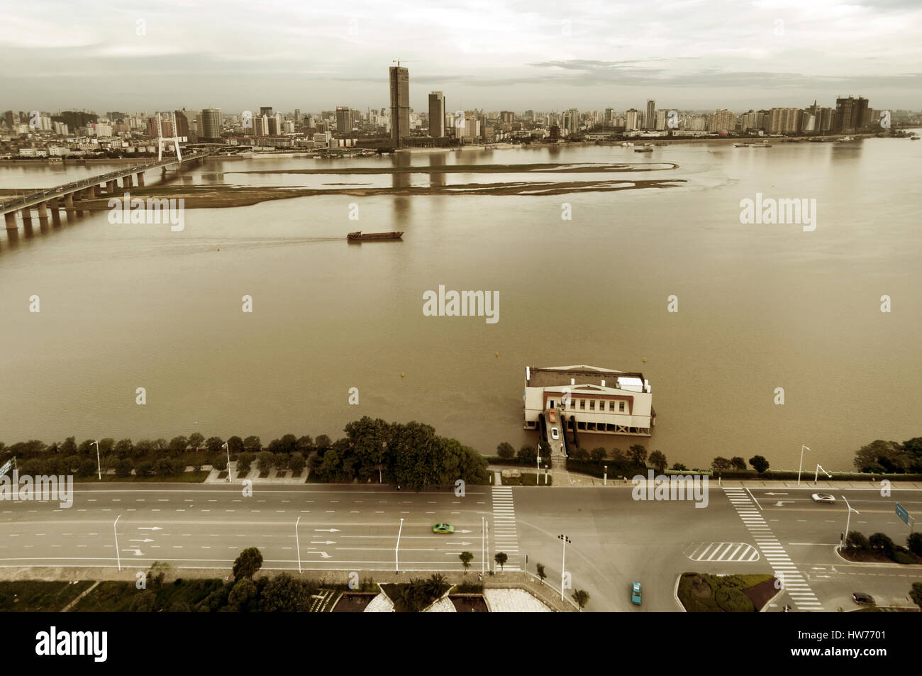 Shanghai night, overlooking the riverside city Stock Photo - Alamy