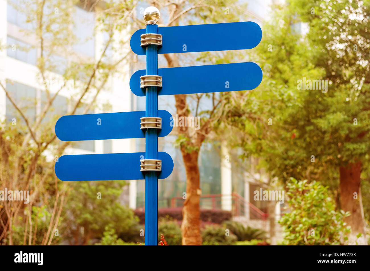The roadside of blank signpost Stock Photo - Alamy