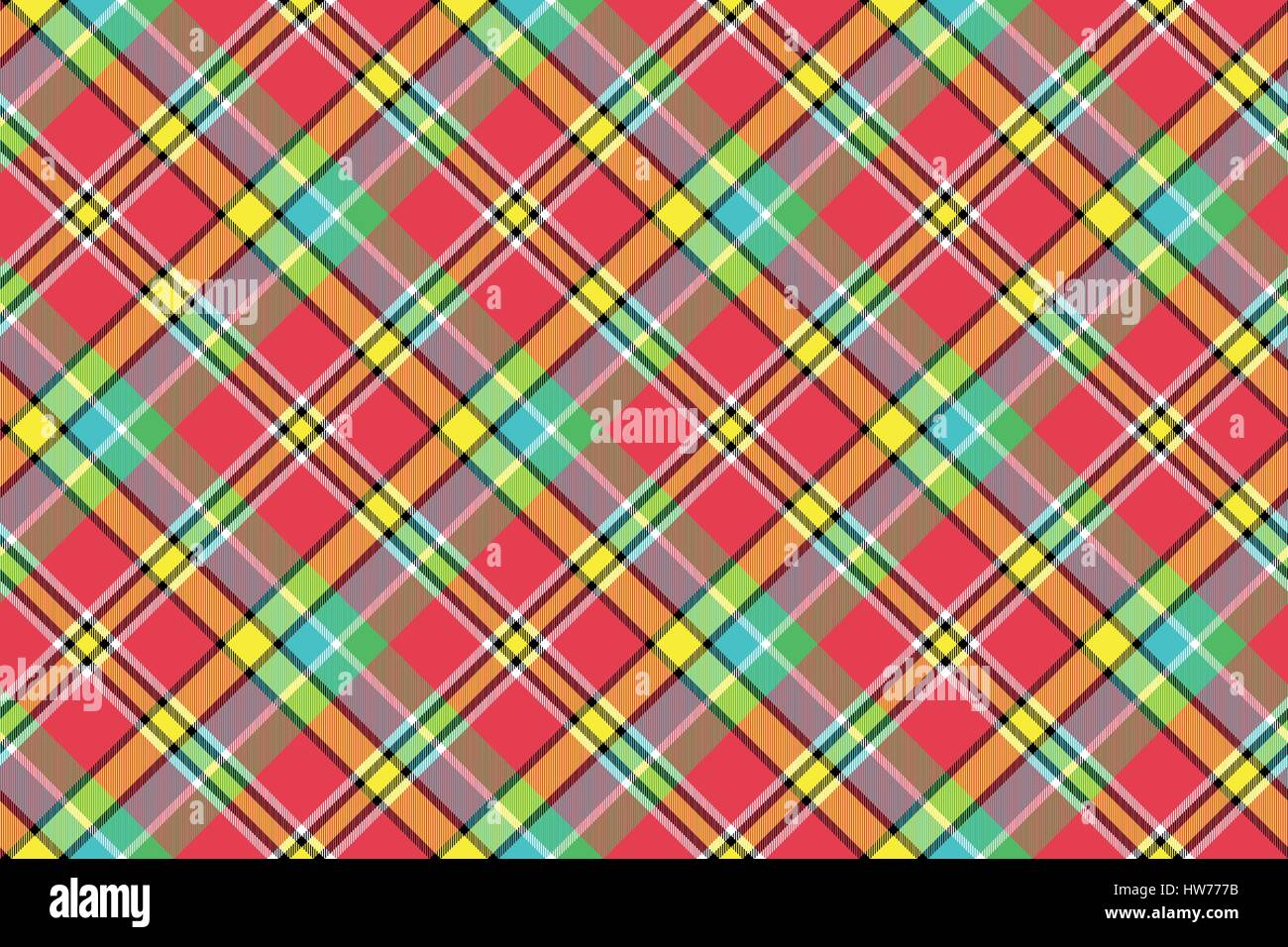 Madras red yellow tartan seamless fabric texture. Vector illustration ...