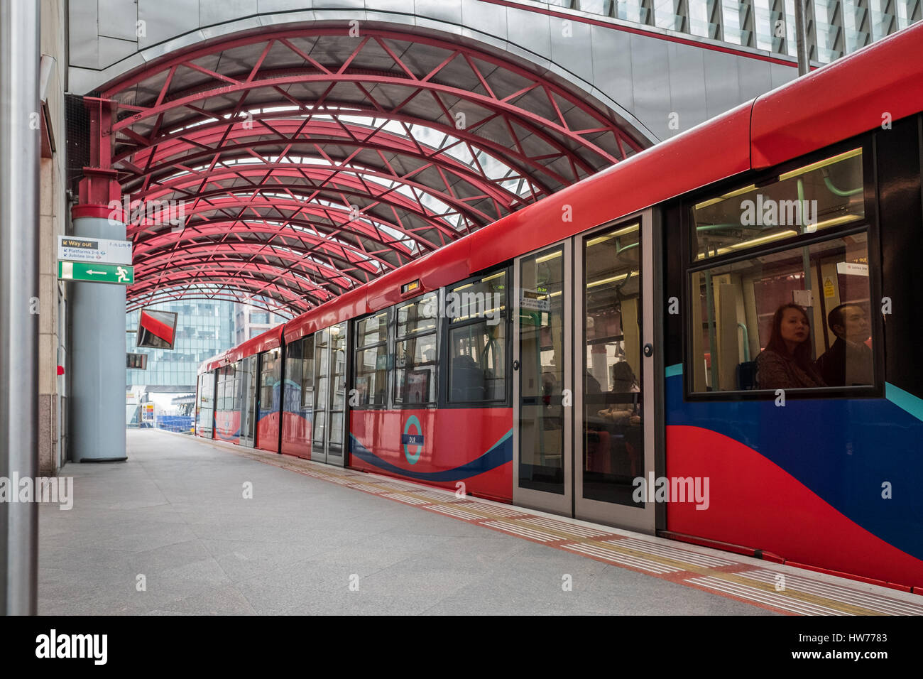 Canary Wharf station, Docklands Light Railway (DLR), London Stock Photo ...