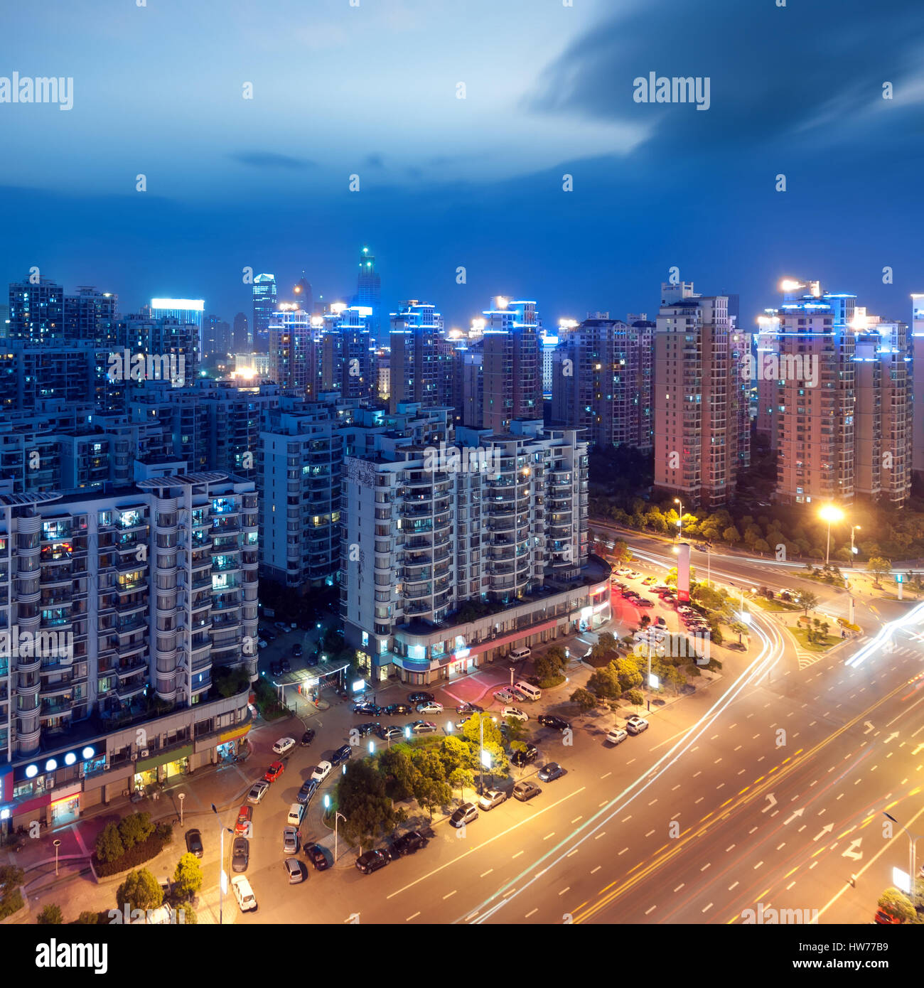 Aerial view of city night Stock Photo - Alamy