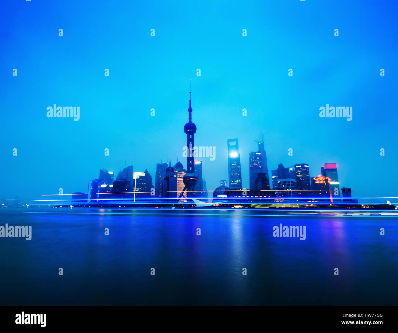 Beautiful Shanghai Pudong skyline at dusk Stock Photo - Alamy