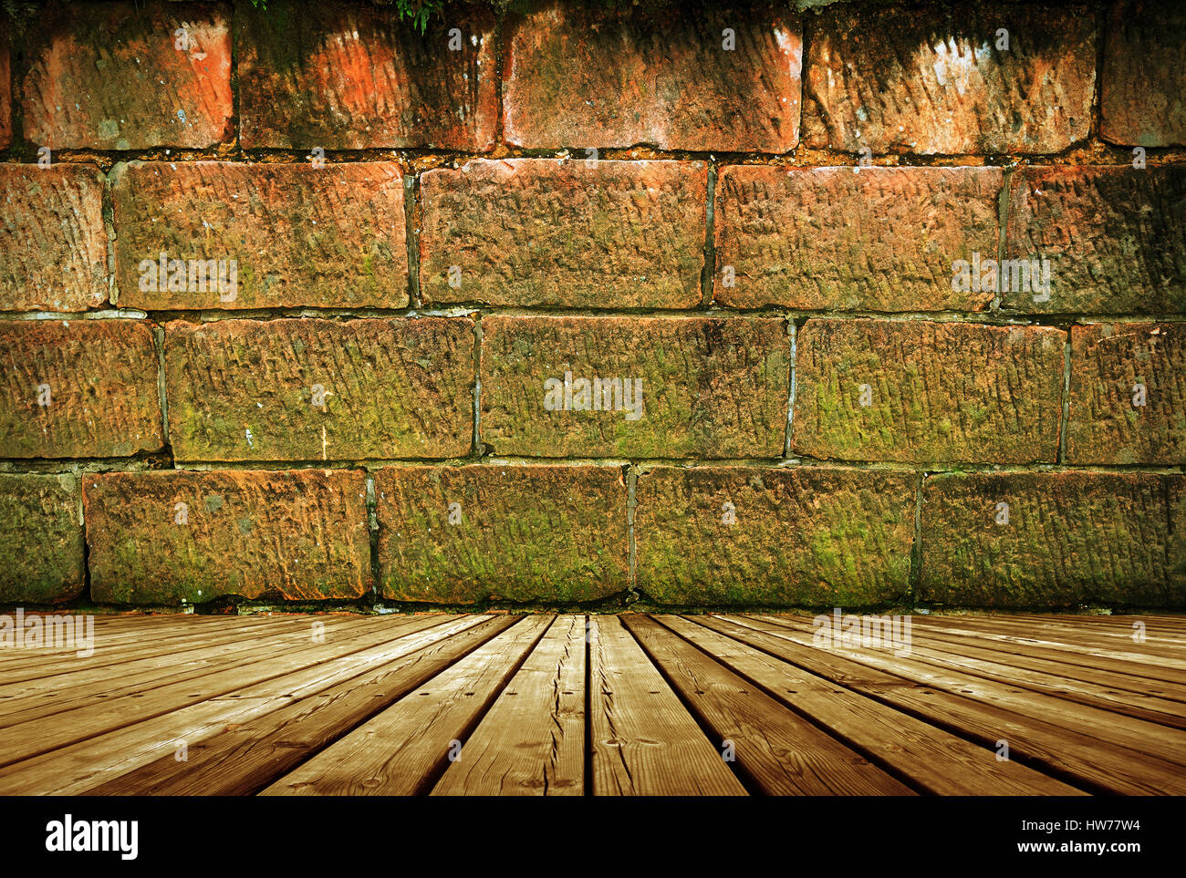 old interior with brick wall Stock Photo - Alamy