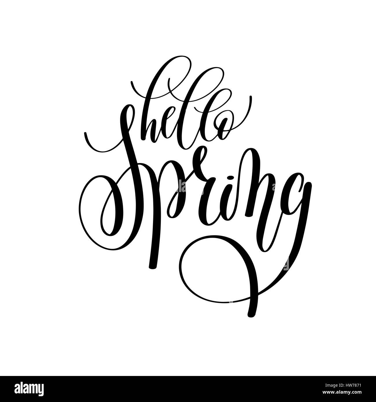 Hello spring calligraphy lettering Cut Out Stock Images & Pictures - Alamy
