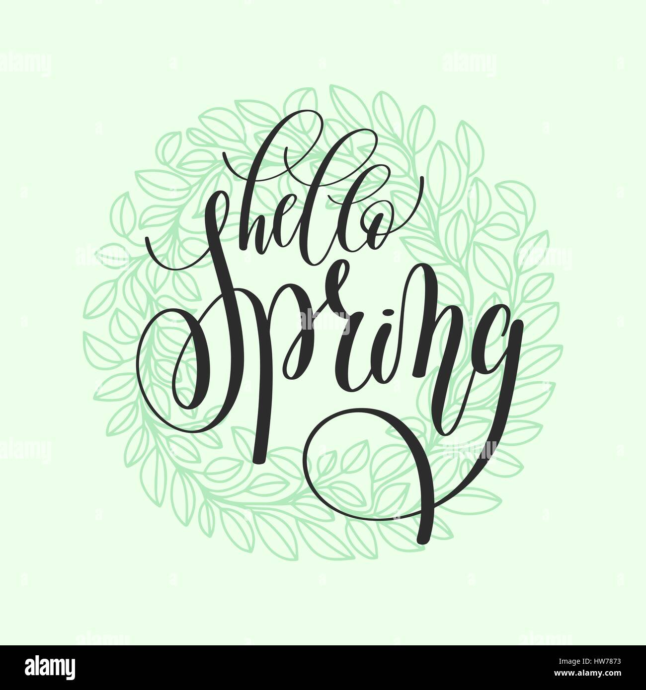 hello spring hand written lettering inscription Stock Vector Image ...