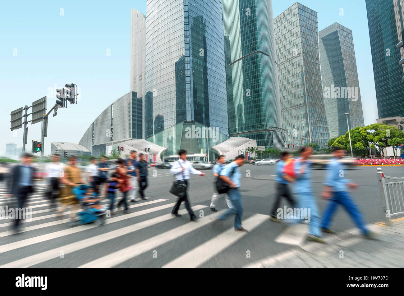 passenger walking on the walkway at shanghai china Stock Photo - Alamy