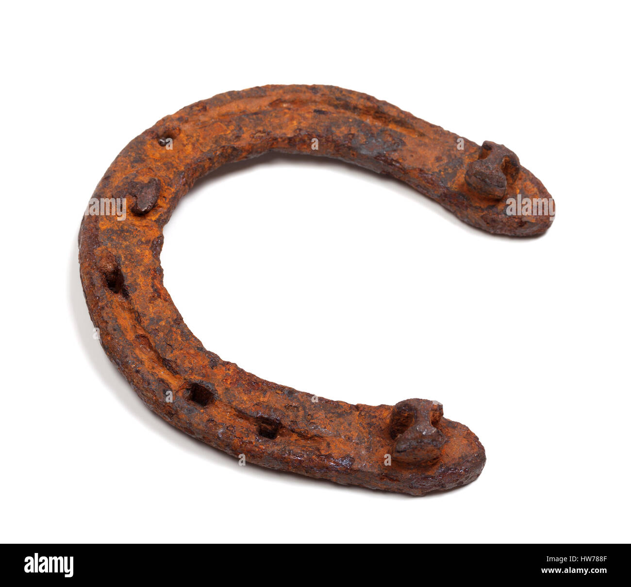 Old rusty horseshoe. Isolated on white background Stock Photo - Alamy