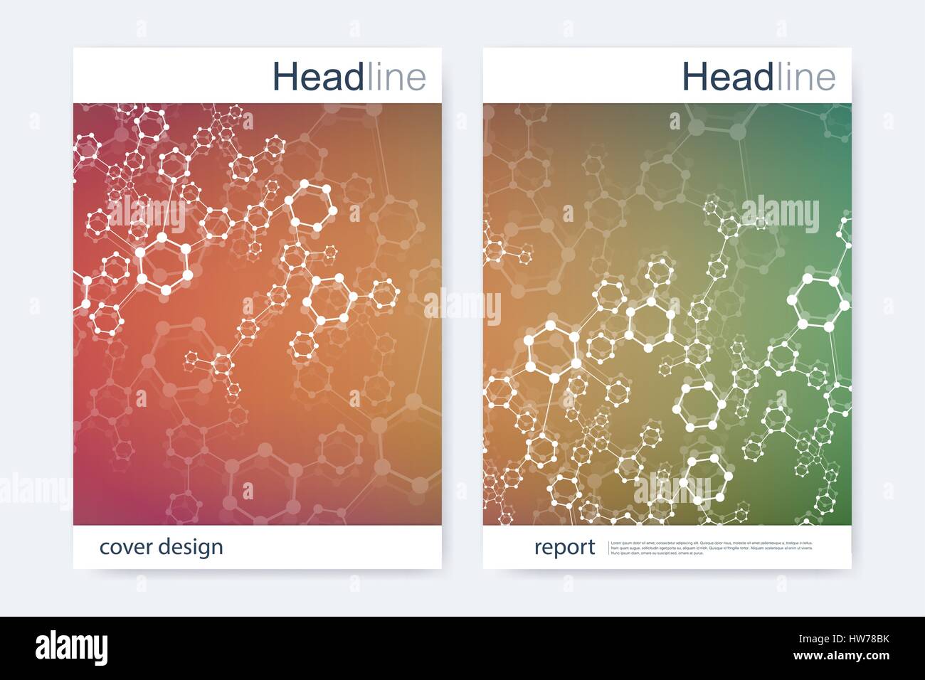 Scientific brochure design template. Vector flyer layout, Molecular ...