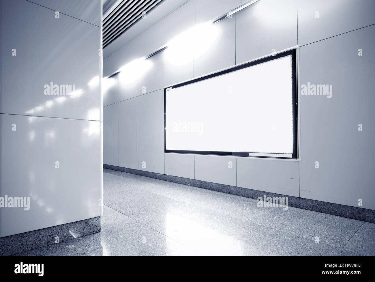 Blank billboard in metro station Stock Photo - Alamy