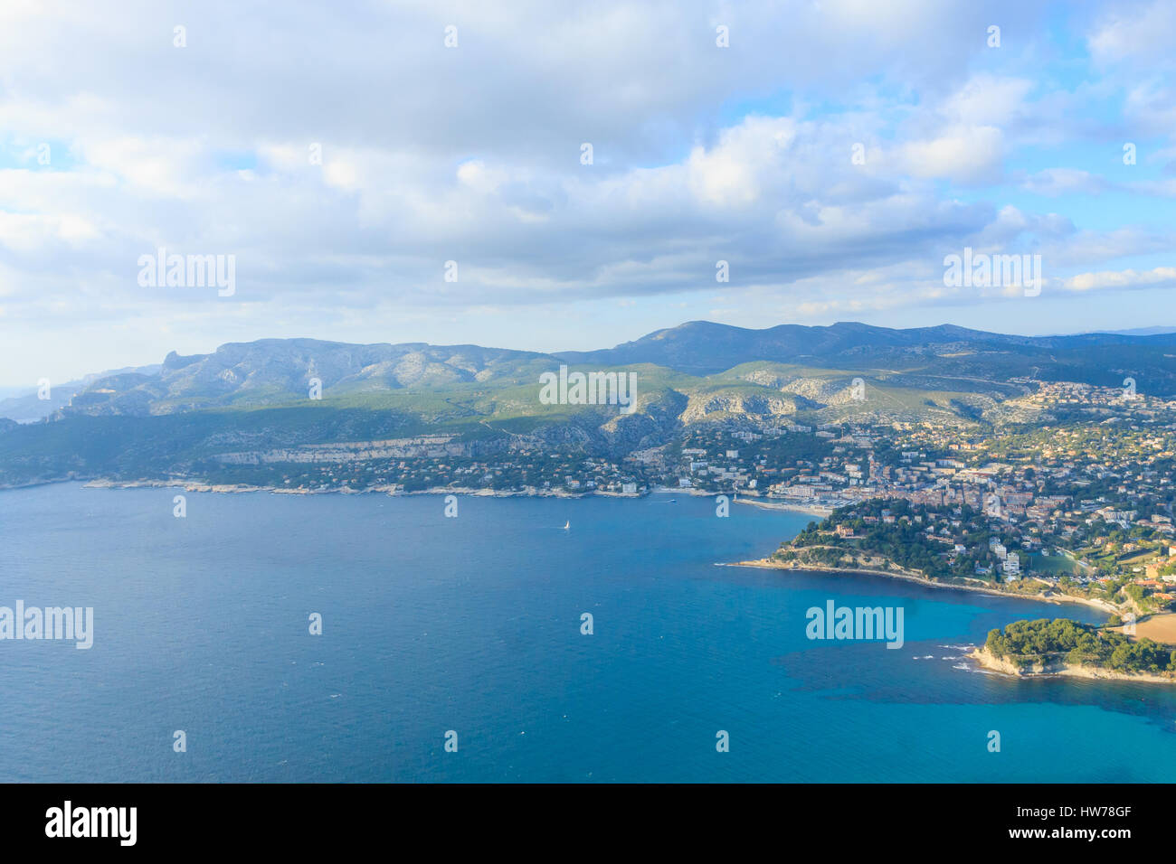 Cassis view from Cape Canaille top, France. Beautiful french landscape ...