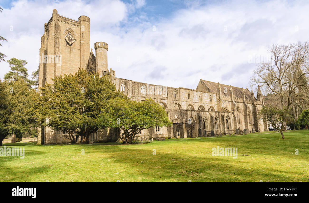 The ancient Abbey of Dunkeld in Scotland. In soft light with nice ...