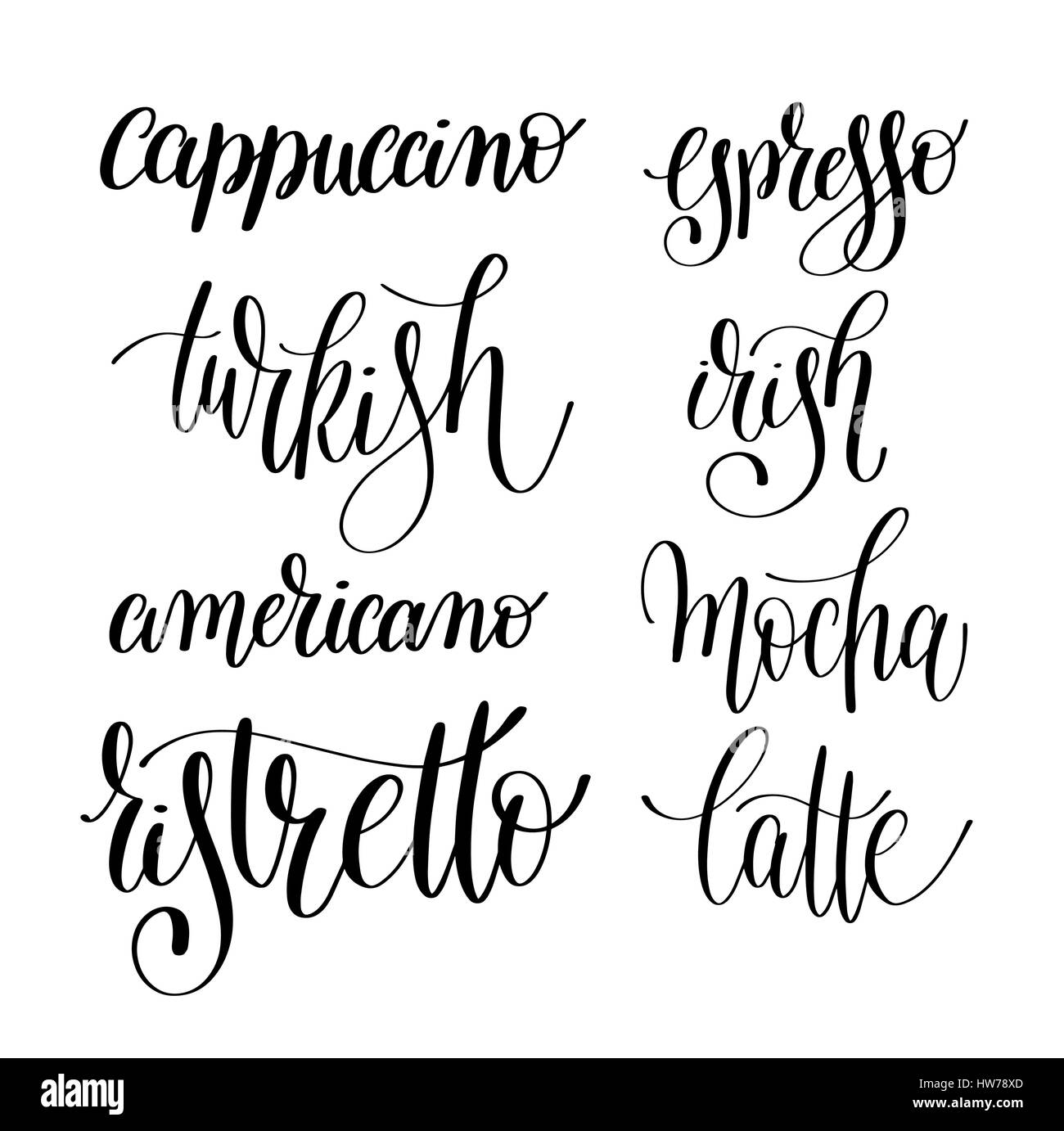 set of black and white hand written lettering Stock Vector Image & Art ...