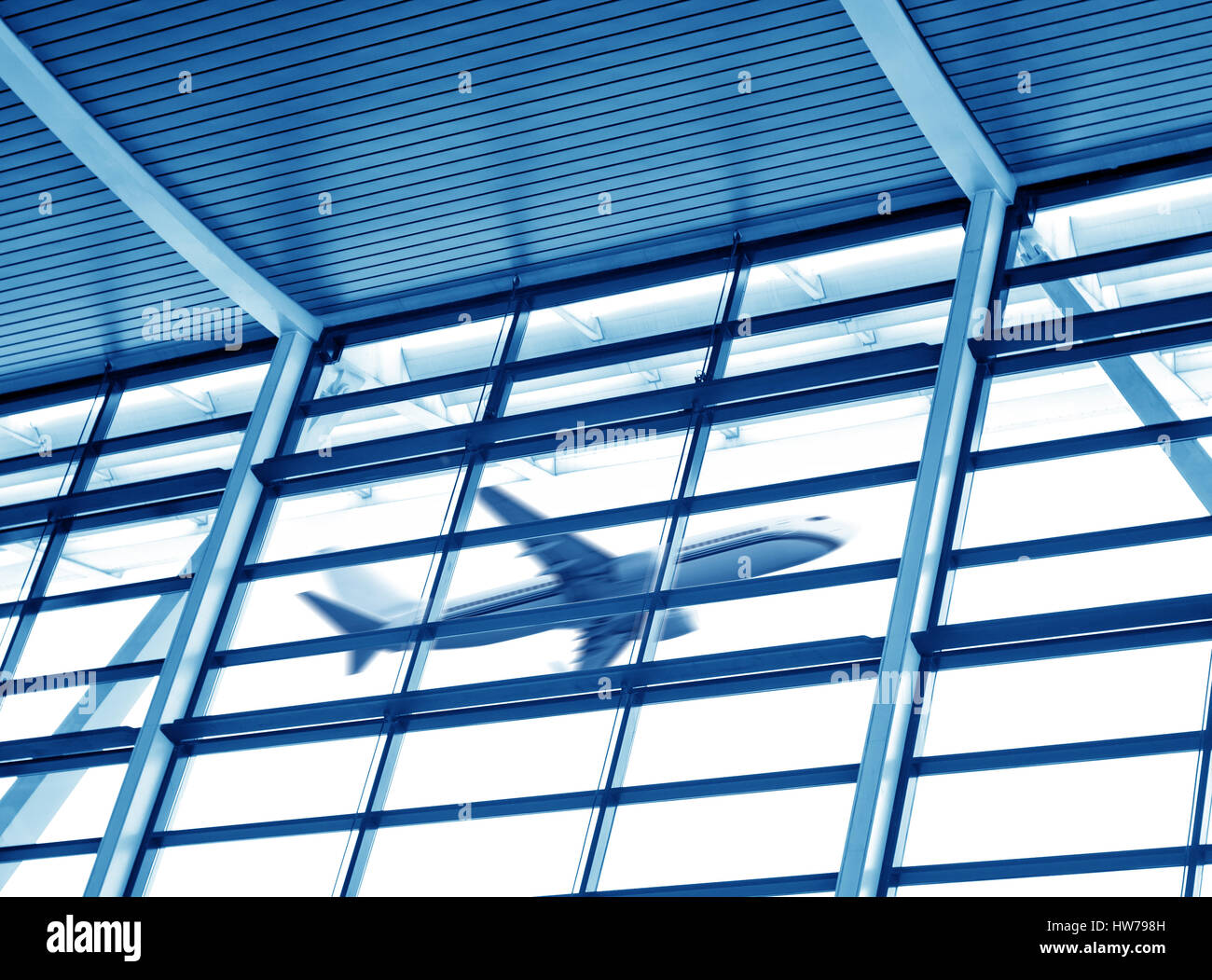 Shanghai Pudong Airport and out of the window of the aircraft Stock ...