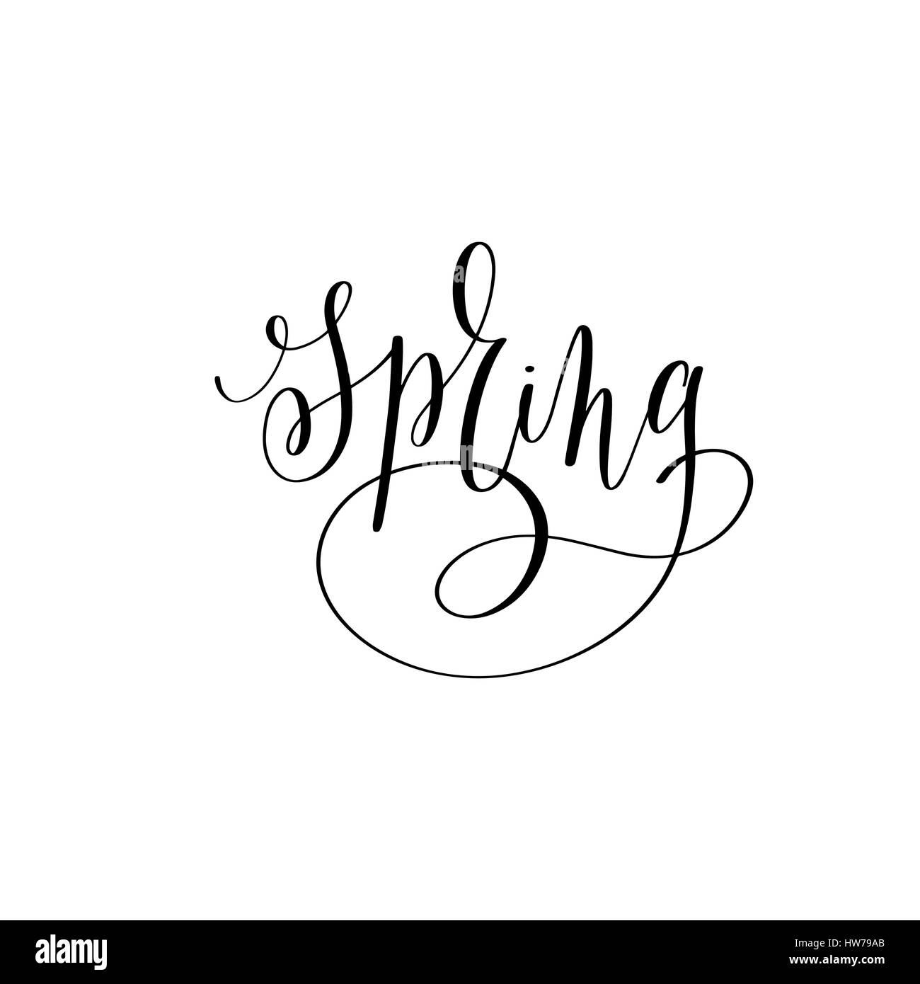 spring black and white hand written lettering inscription, calli Stock ...
