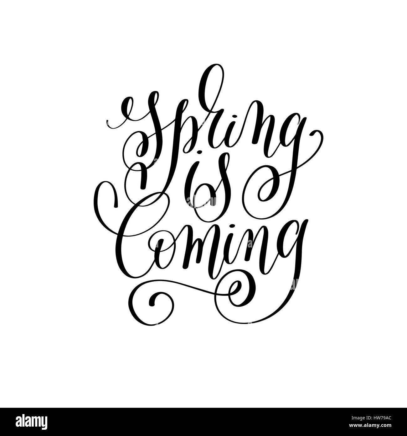 spring black and white hand written lettering inscription, calli Stock ...