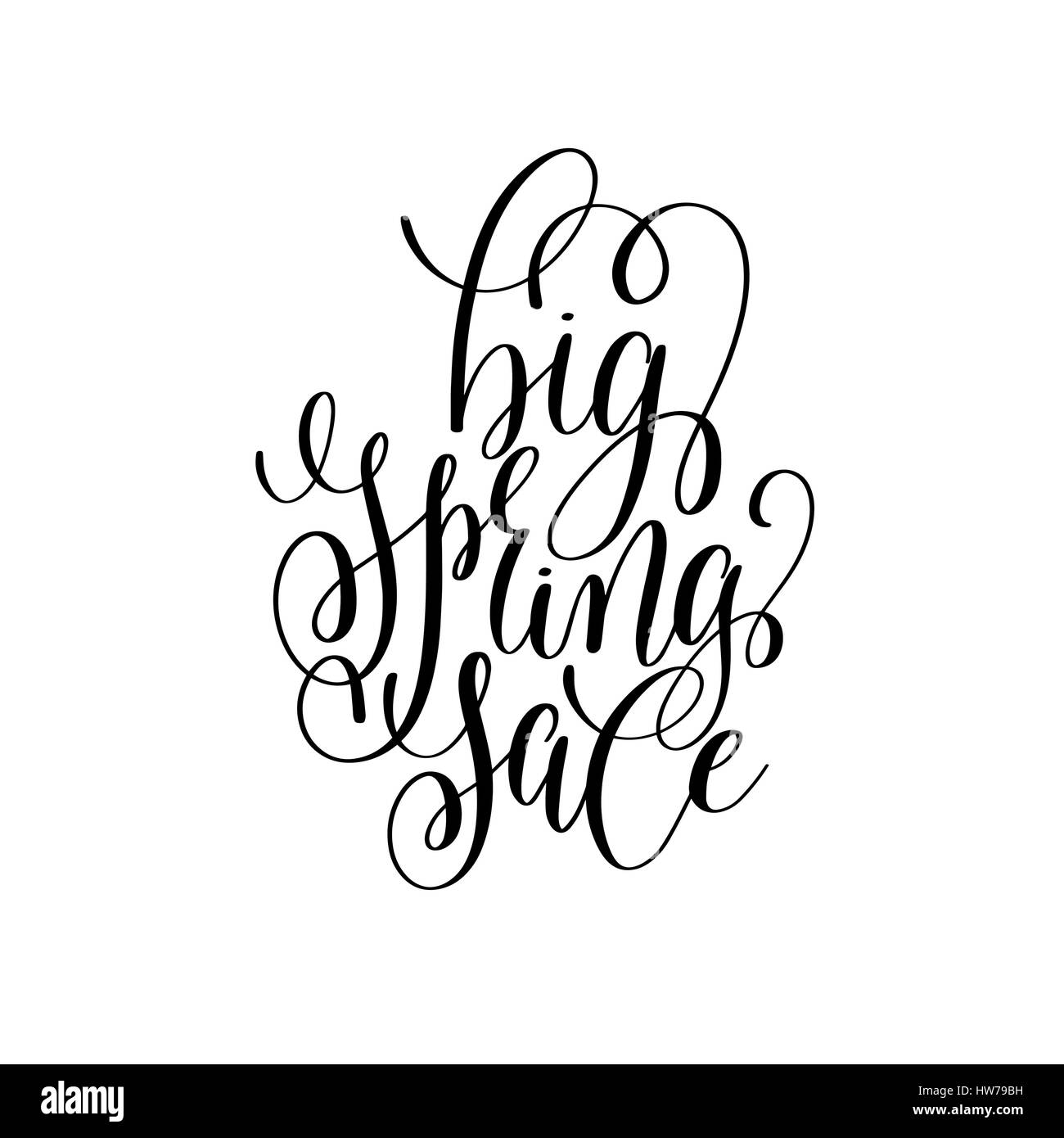 spring black and white hand written lettering inscription Stock Vector ...
