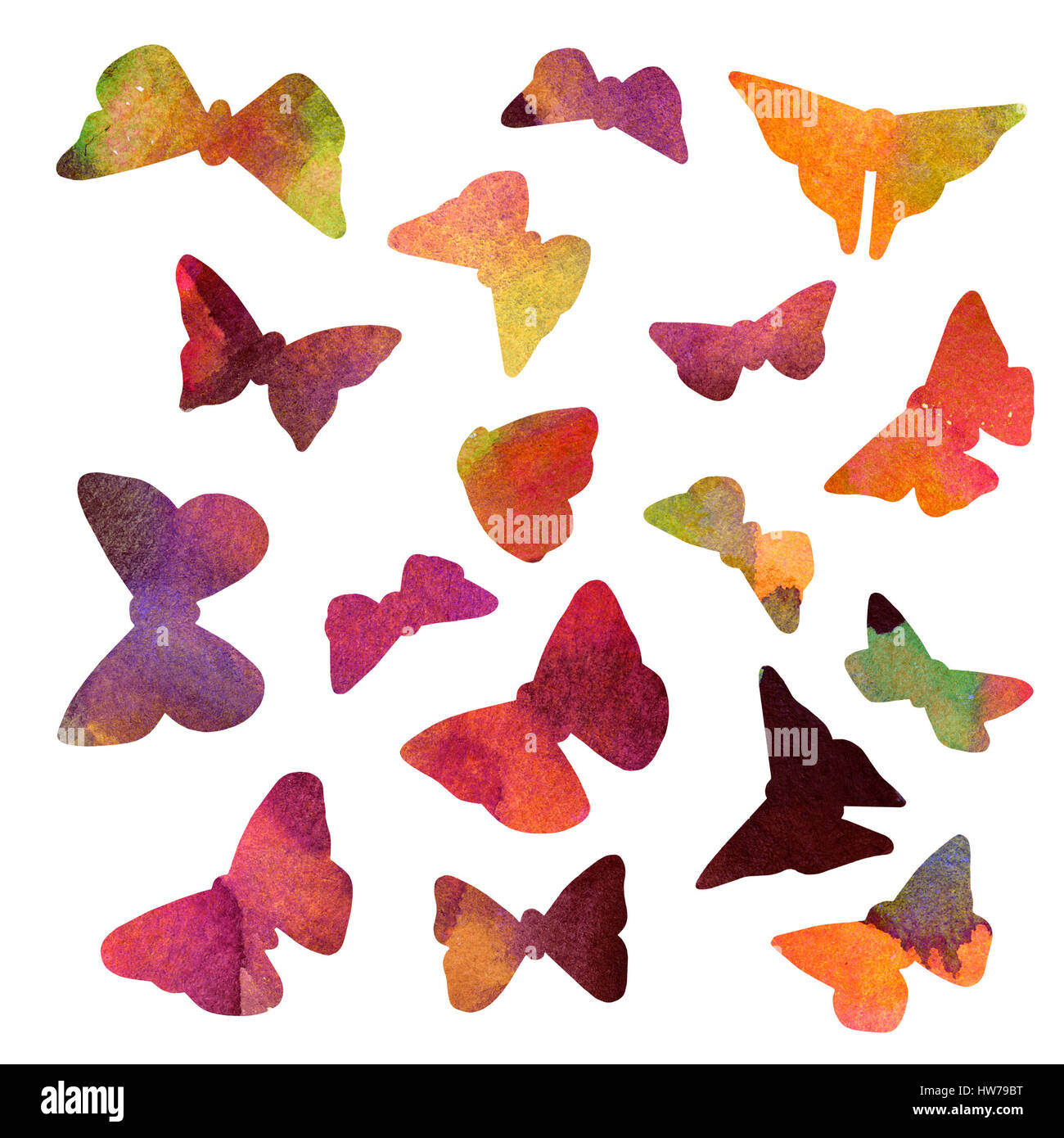 Set of isolated watercolor butterflies, hand painted Stock Photo - Alamy