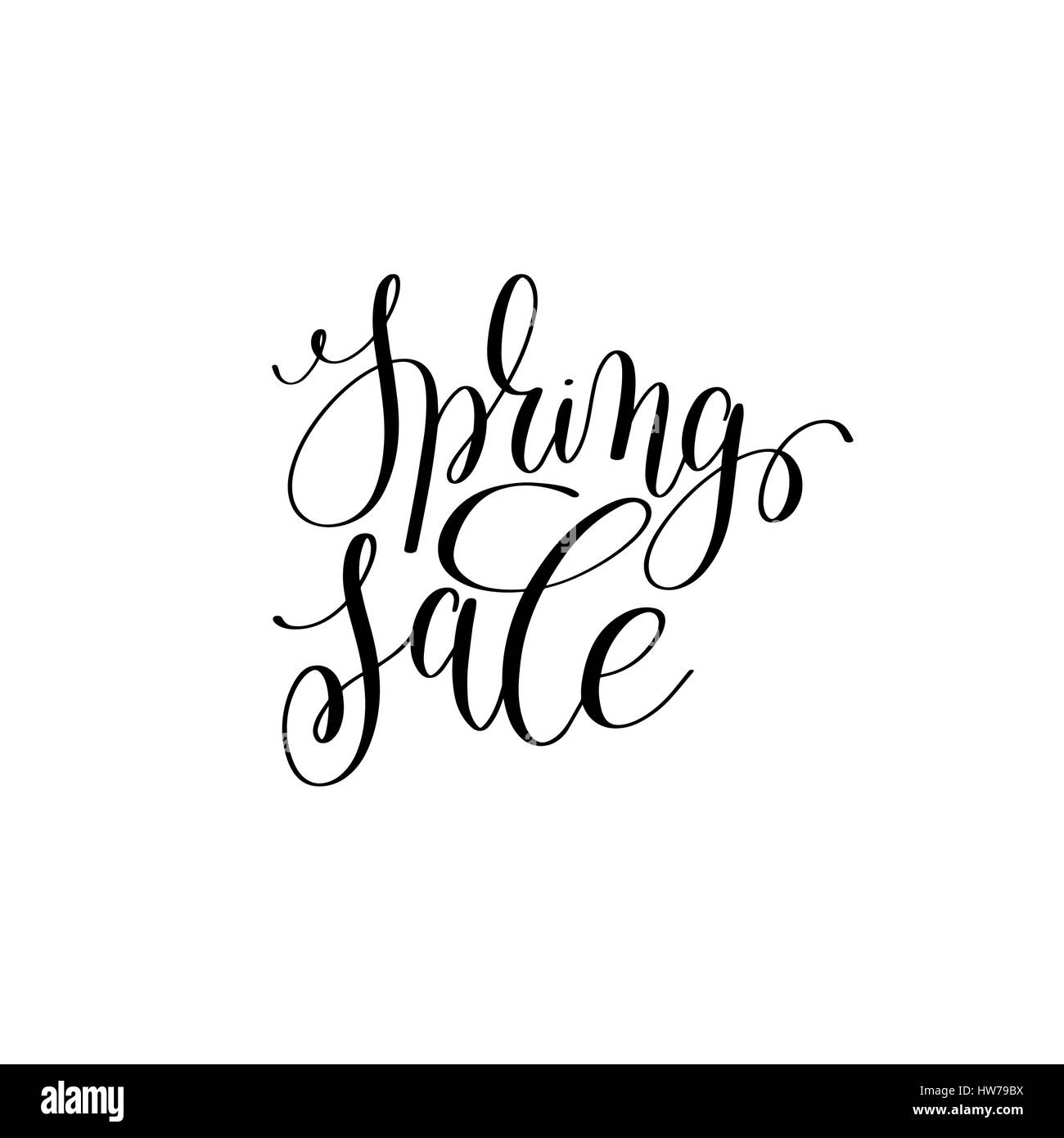spring black and white hand written lettering inscription Stock Vector ...