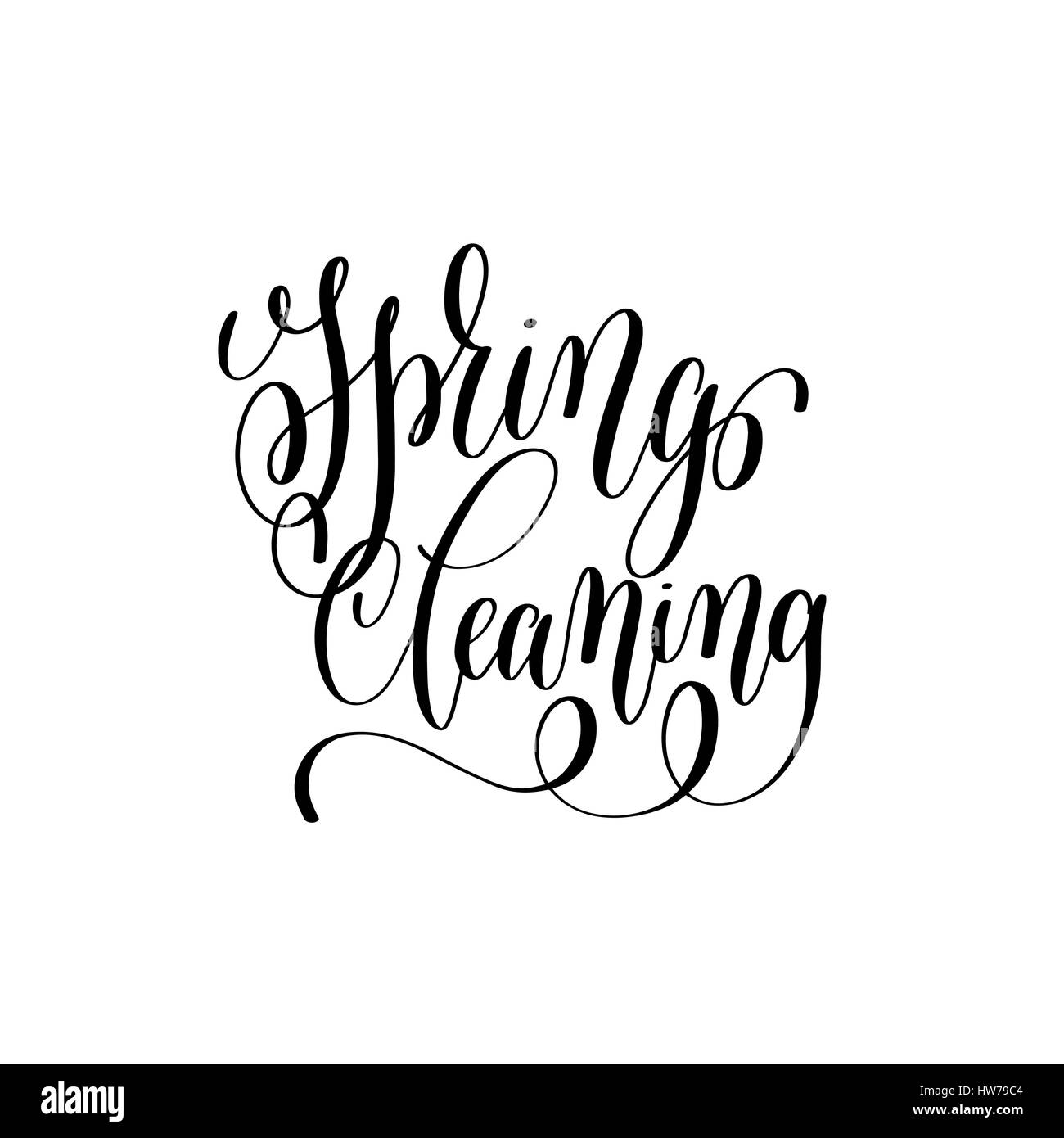spring black and white hand written lettering inscription Stock Vector ...
