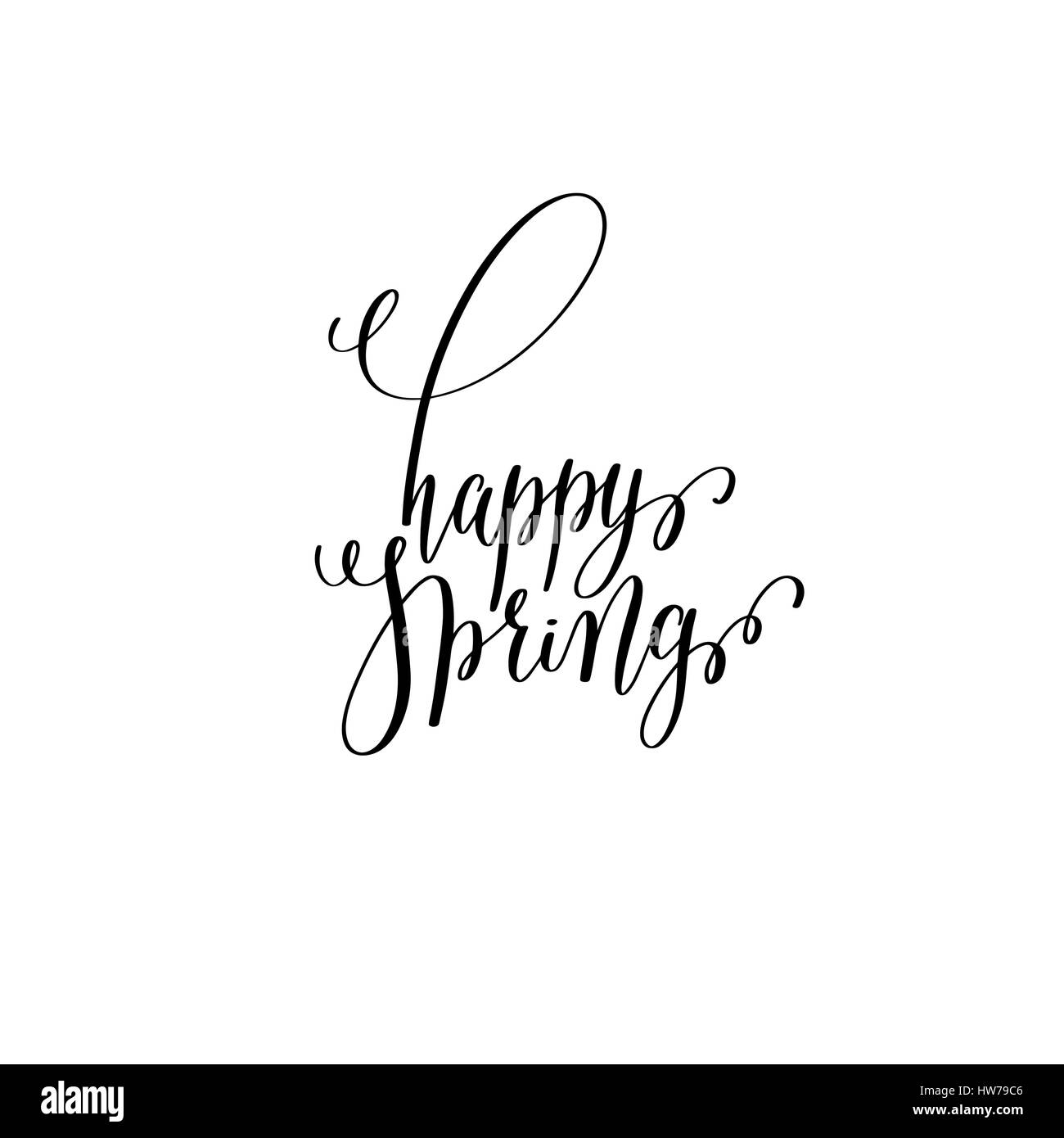 spring black and white hand written lettering inscription Stock Vector ...
