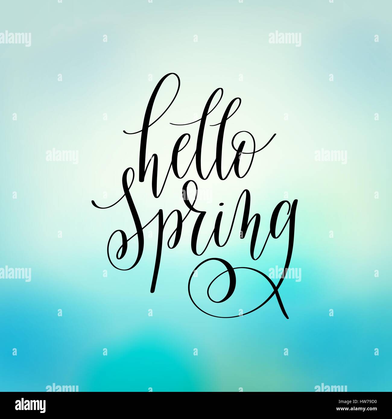hello spring hand lettering poster, calligraphy Stock Vector Image ...