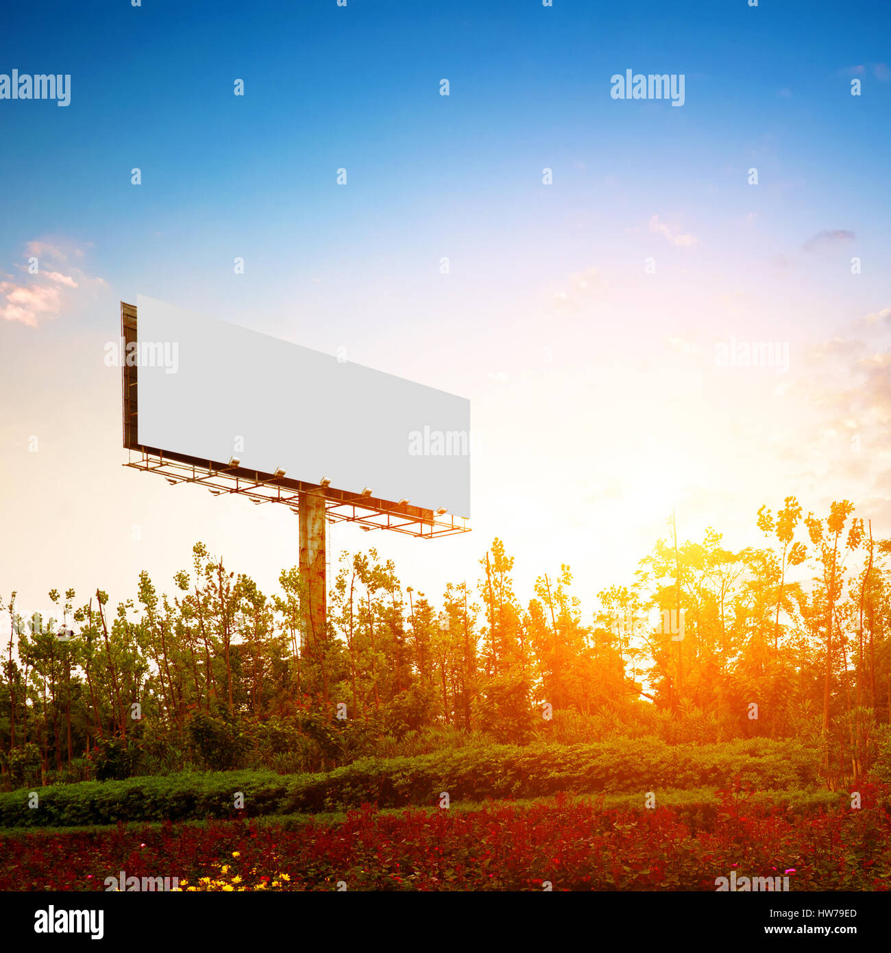 Evening, the outdoor blank billboards Stock Photo - Alamy