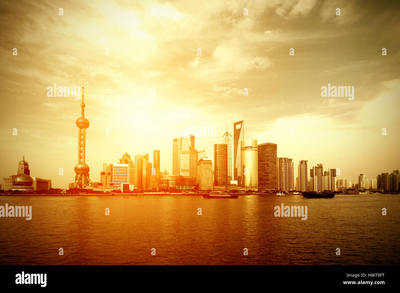 Shanghai skyline at sunrise Stock Photo - Alamy