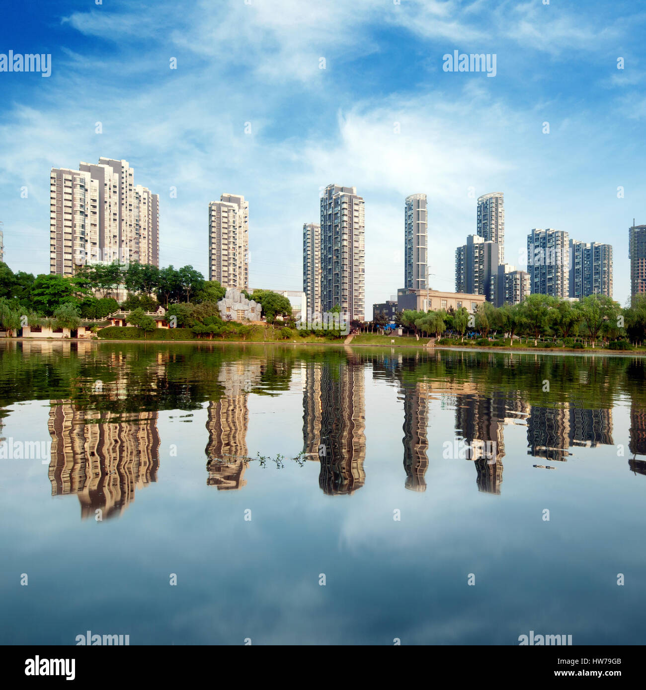China's high-rise residential, in the lake Stock Photo - Alamy