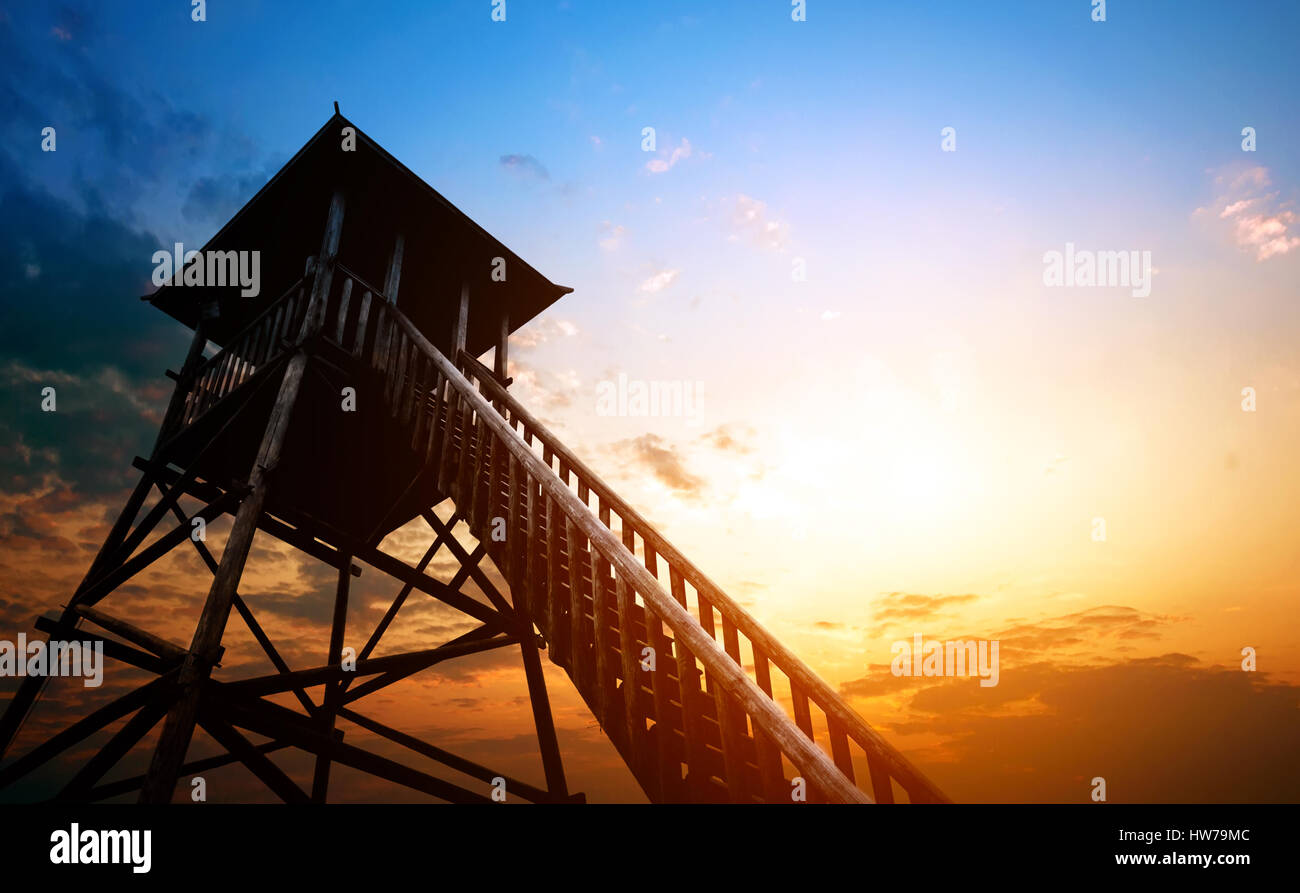 Timber production of the watchtower Stock Photo - Alamy