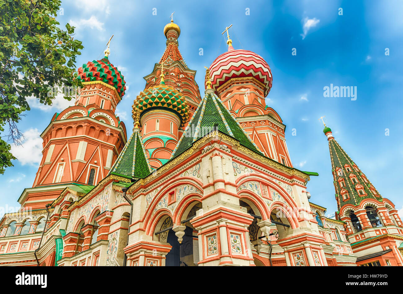 The scenic orthodox Saint Basil's Cathedral, iconic landmark on Red ...