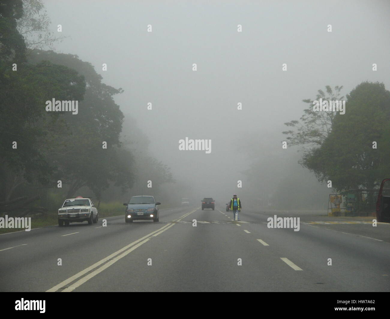 Day with abundant haze on traveling in regional highway of the center ...