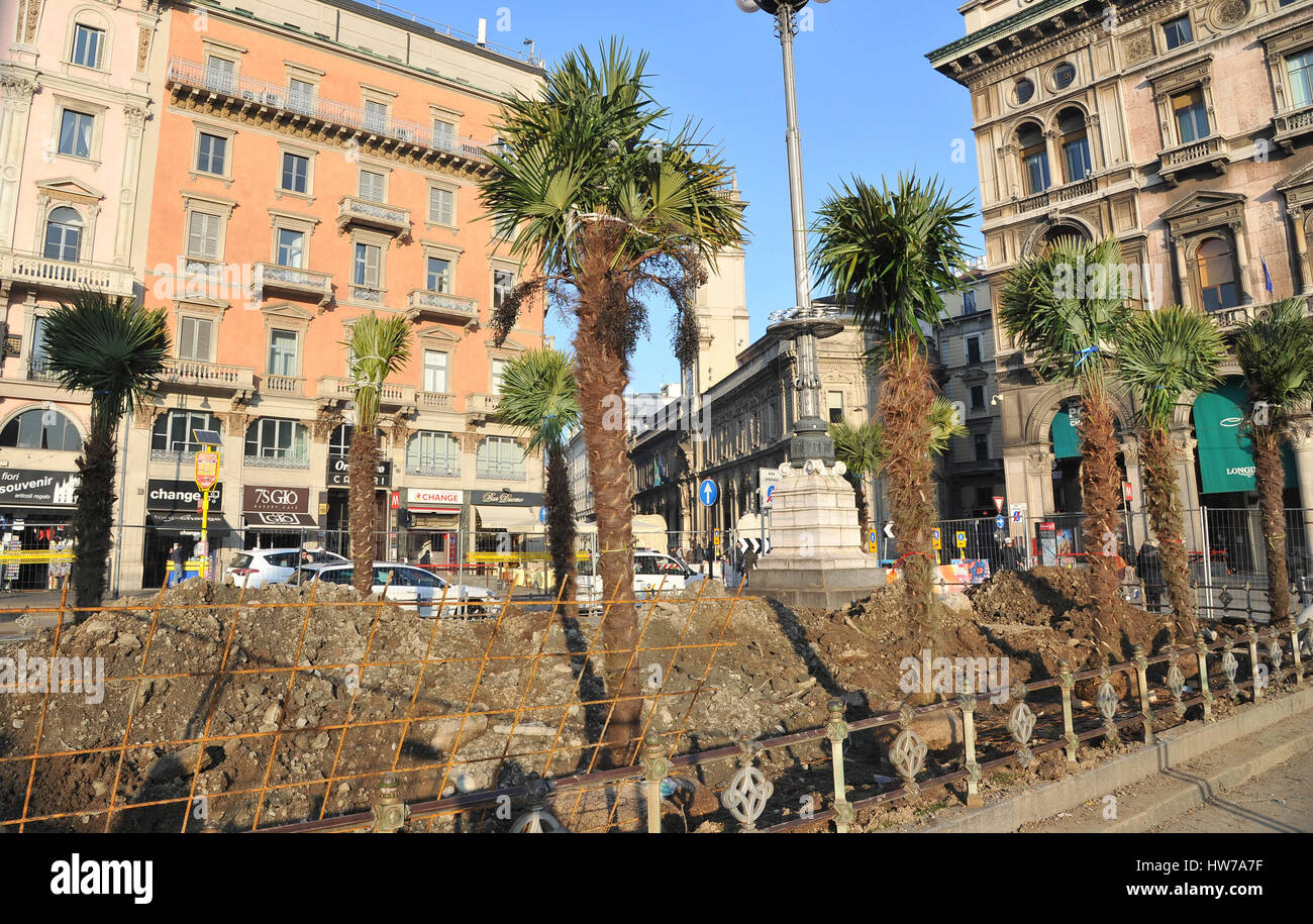 Restyling Cathedral Square with palm trees in Milan Featuring ...