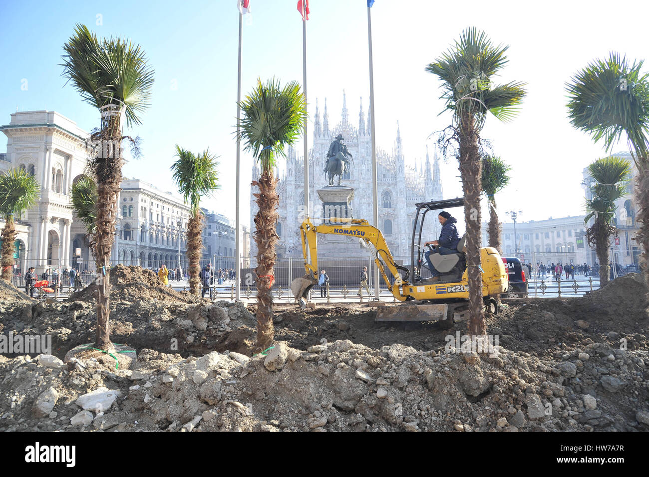 Restyling Cathedral Square with palm trees in Milan Featuring ...