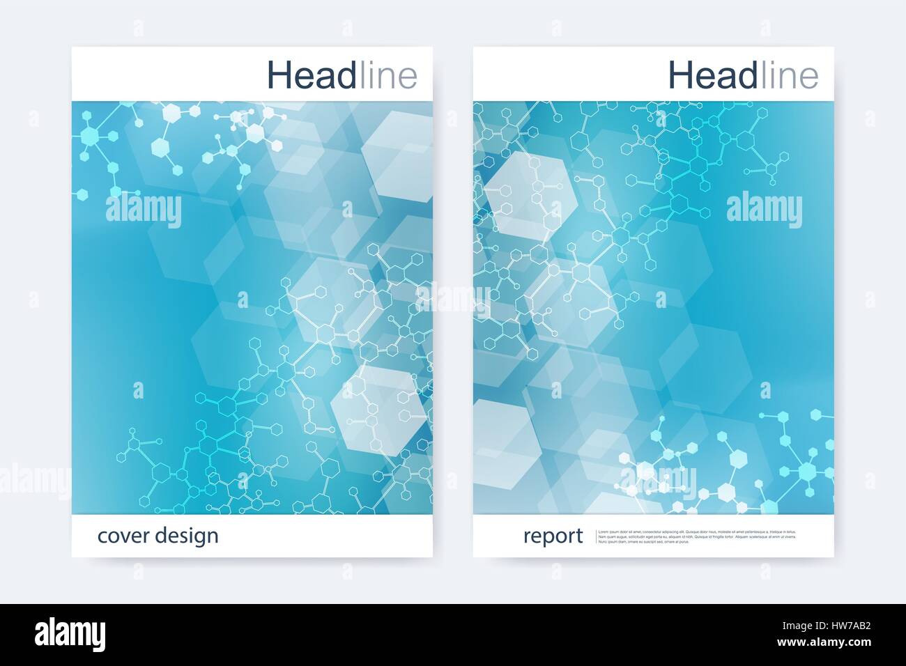 Scientific brochure design template. Vector flyer layout, Molecular ...