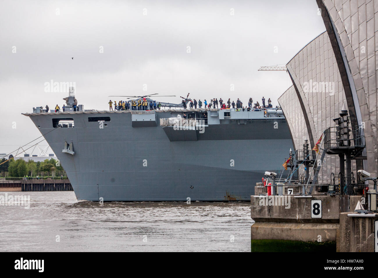 Amphibious assault ship HMS Ocean arrives in London as part of exercise ...