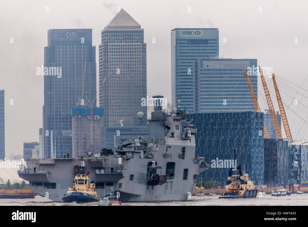 Amphibious assault ship HMS Ocean arrives in London as part of exercise ...