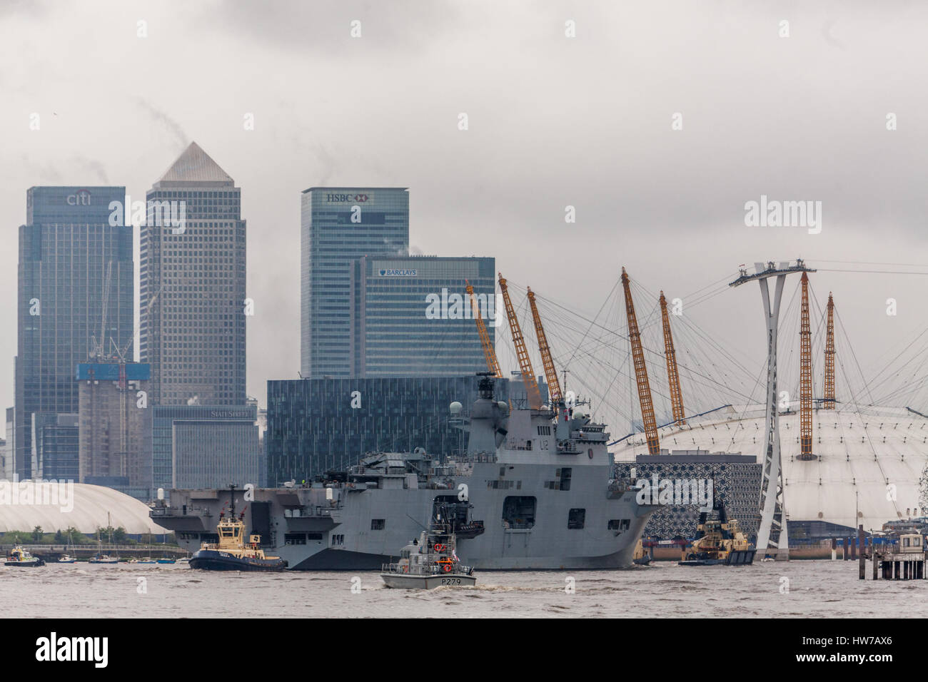 Amphibious assault ship HMS Ocean arrives in London as part of exercise ...