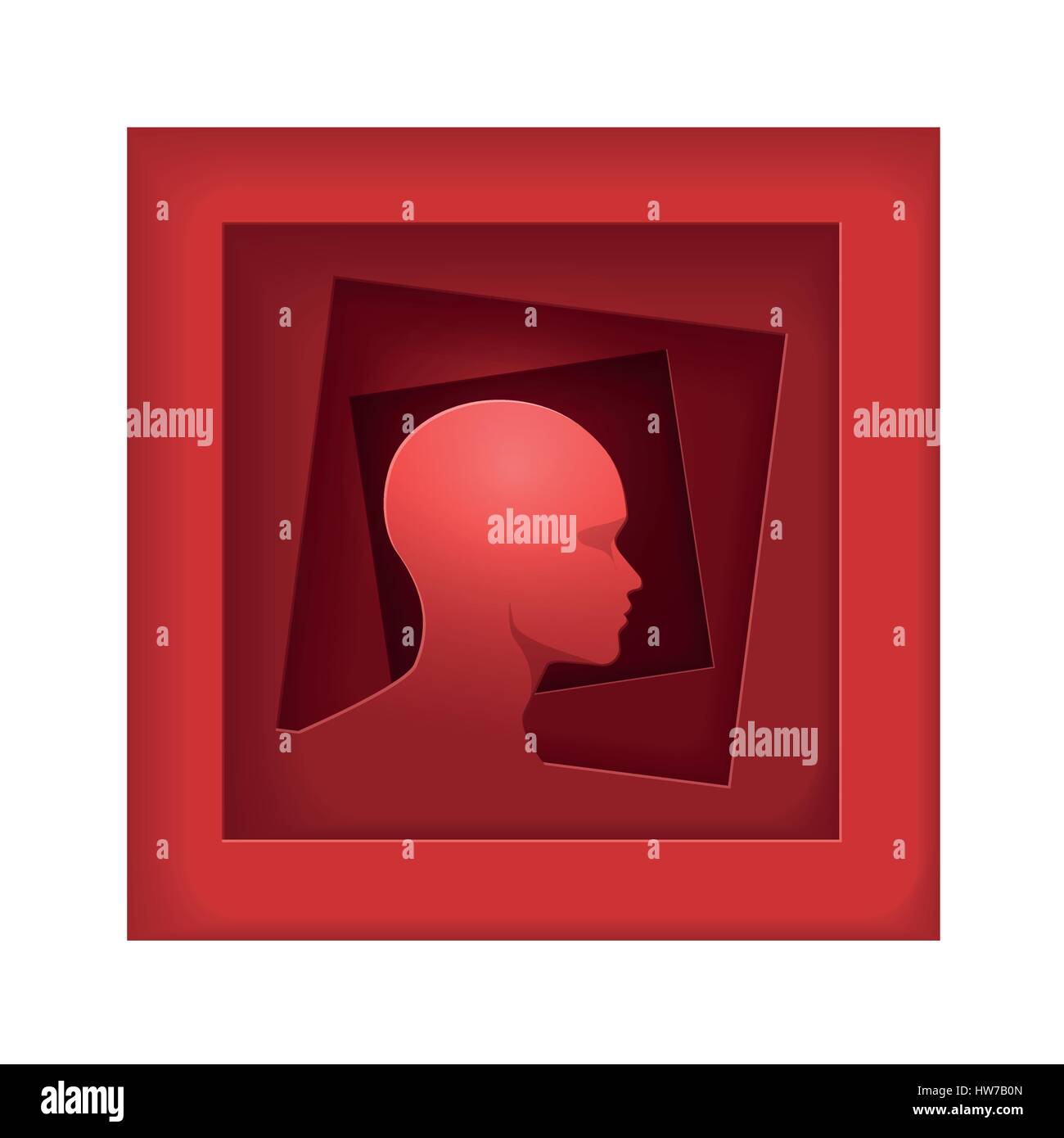 Vector human mind concept paper art style illustration with nested ...