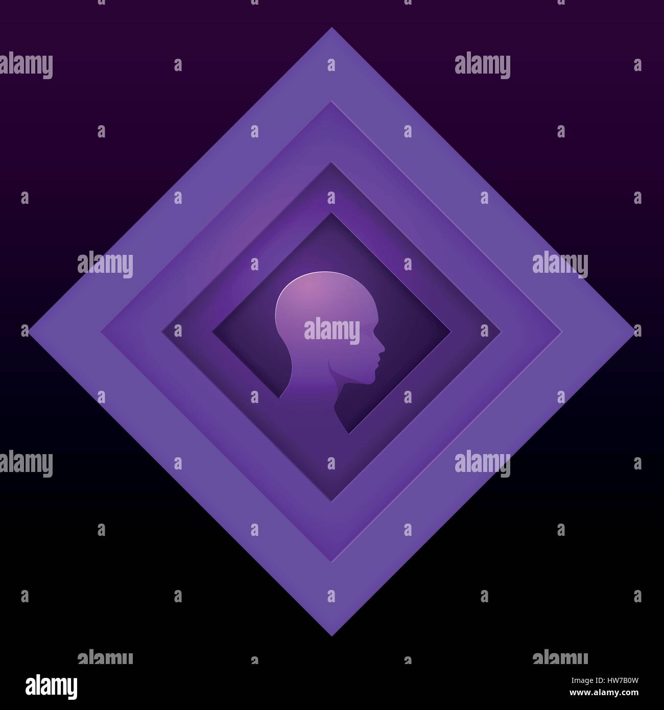 Vector human mind concept paper art style illustration with nested ...