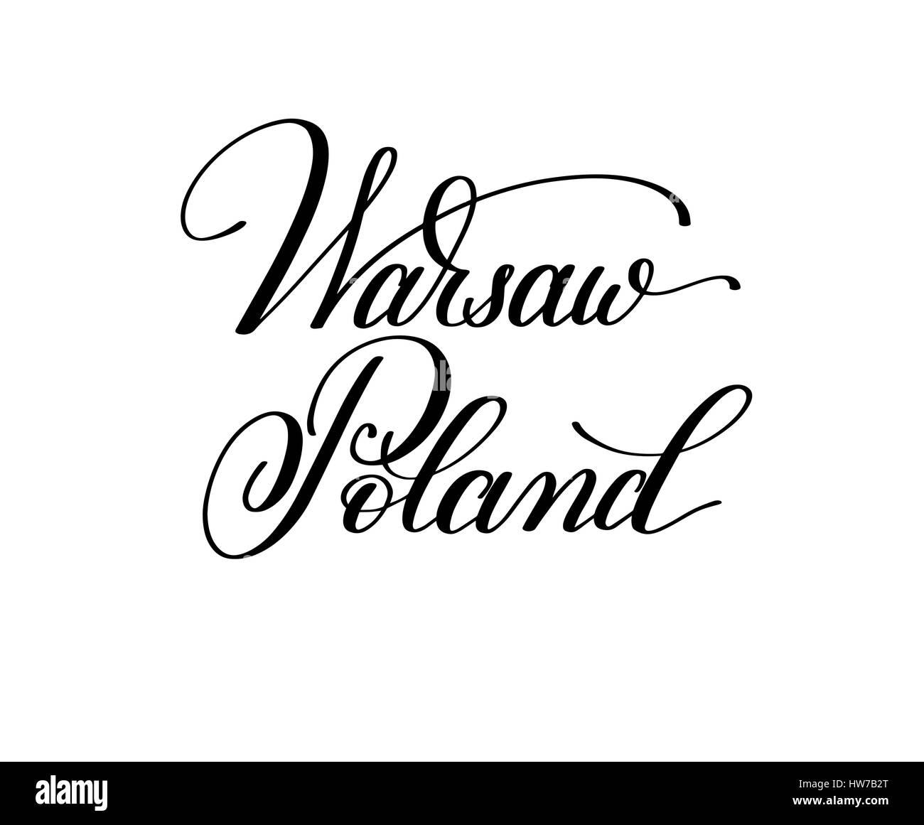 hand lettering the name of the European capital - Warsaw Poland Stock ...