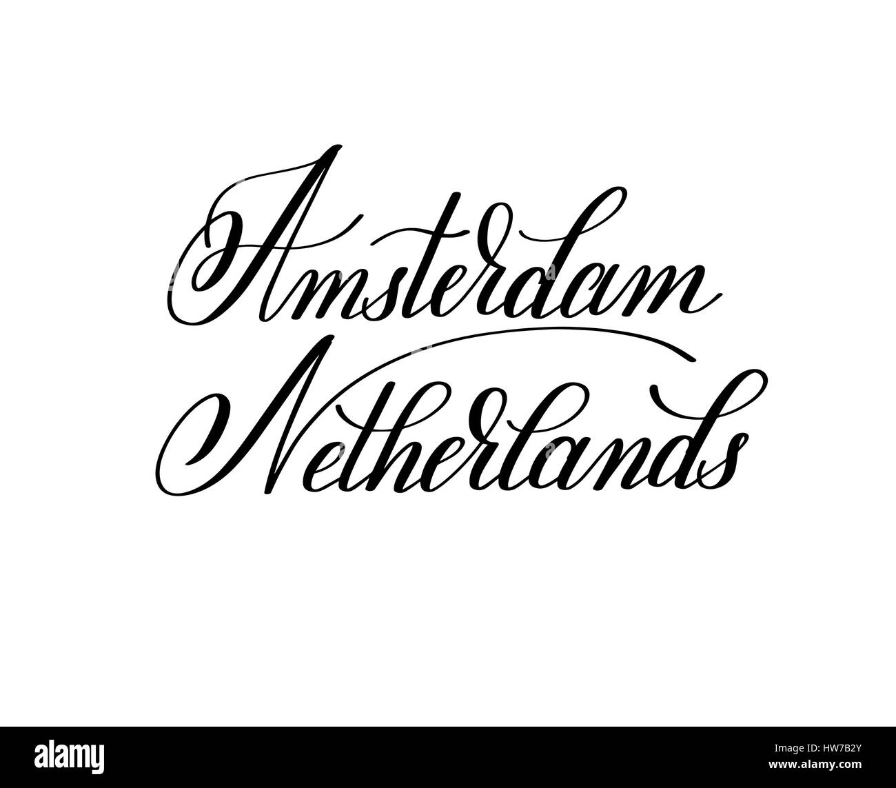 hand lettering the name of the European capital - Amsterdam Neth Stock ...