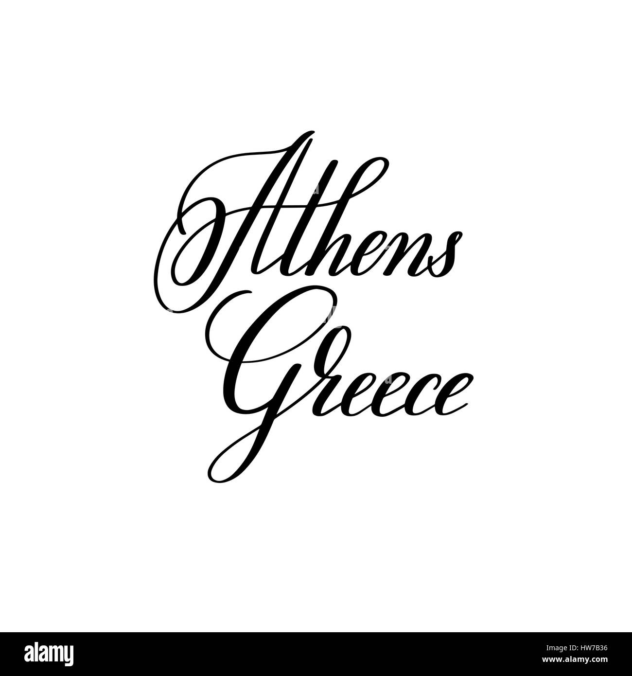 hand lettering the name of the European capital - Athens Greece Stock ...