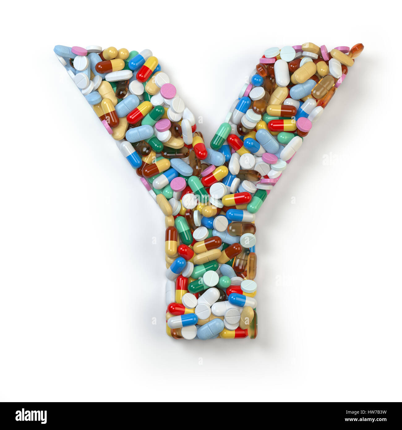 Letter Y. Set of alphabet of medicine pills, capsules, tablets and ...
