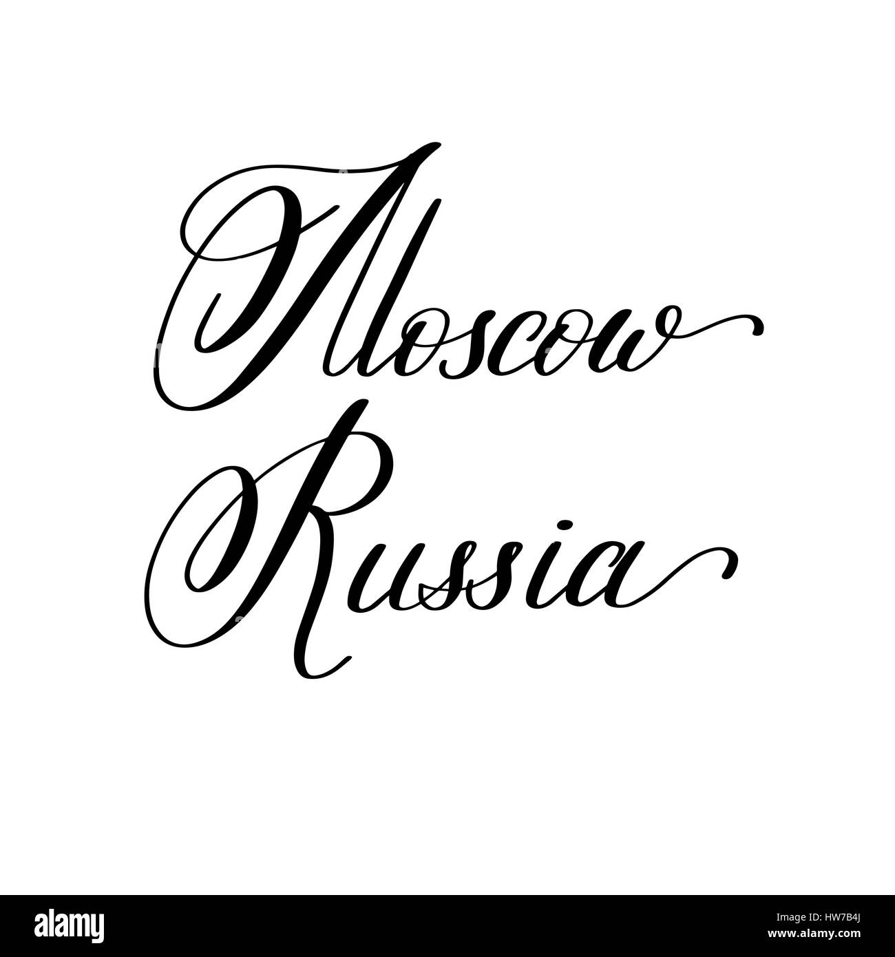 hand lettering the name of the European capital - Moscow Russia Stock ...