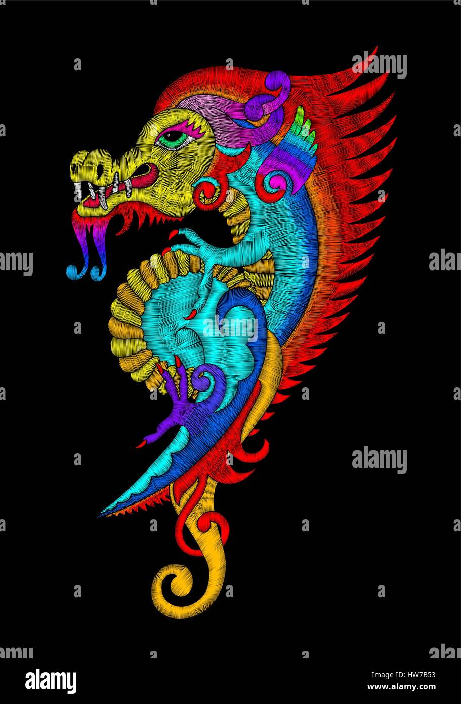 Chinese dragon embroidery Stock Vector Images - Alamy
