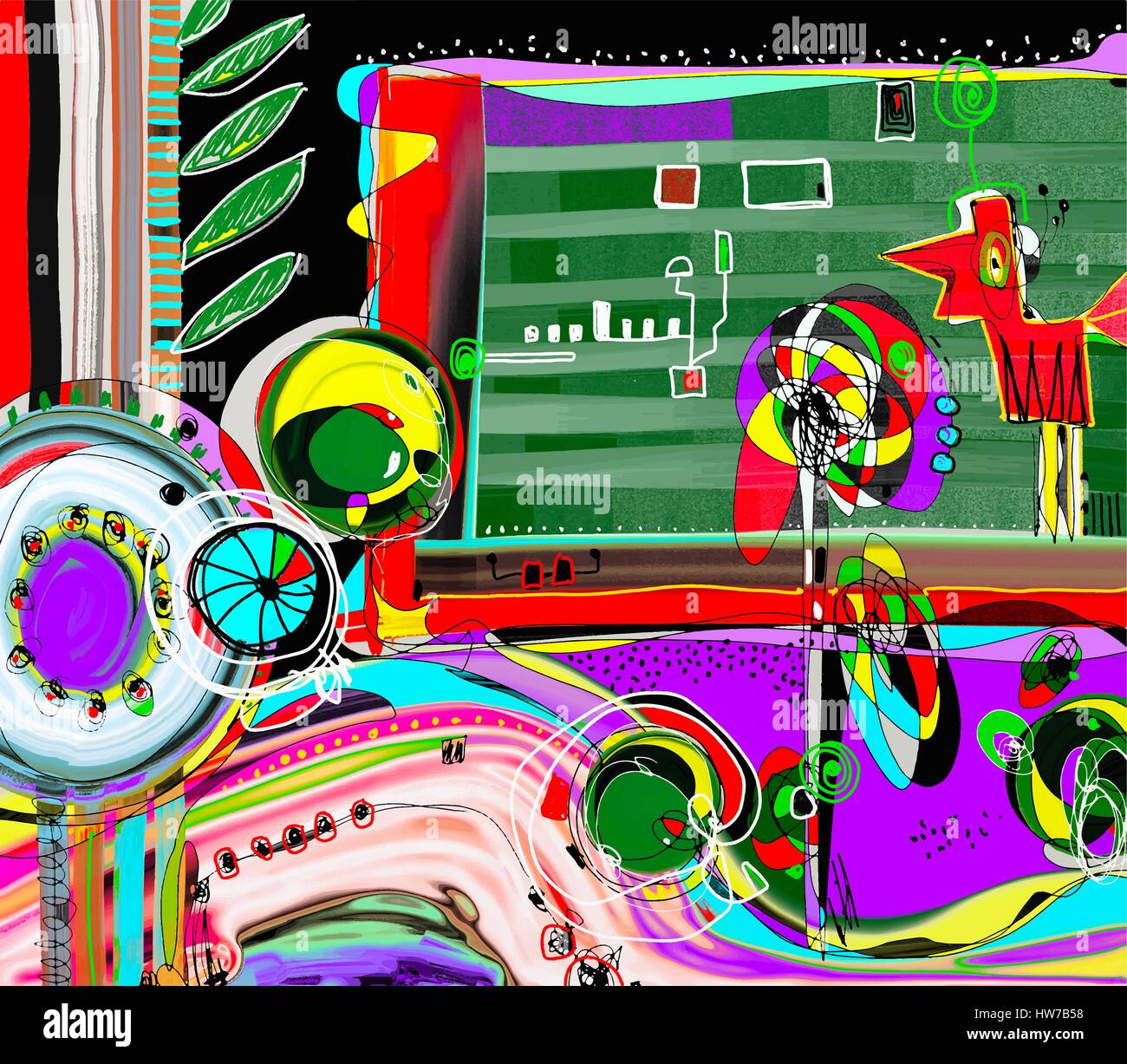 abstract digital painting, coloring composition of modern art Stock ...